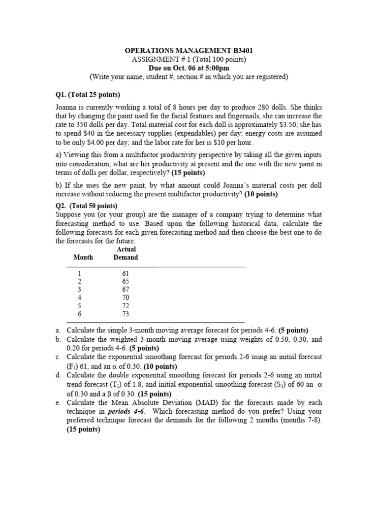 Assignment 1 | Download Free PDF | Forecasting | Moving Average