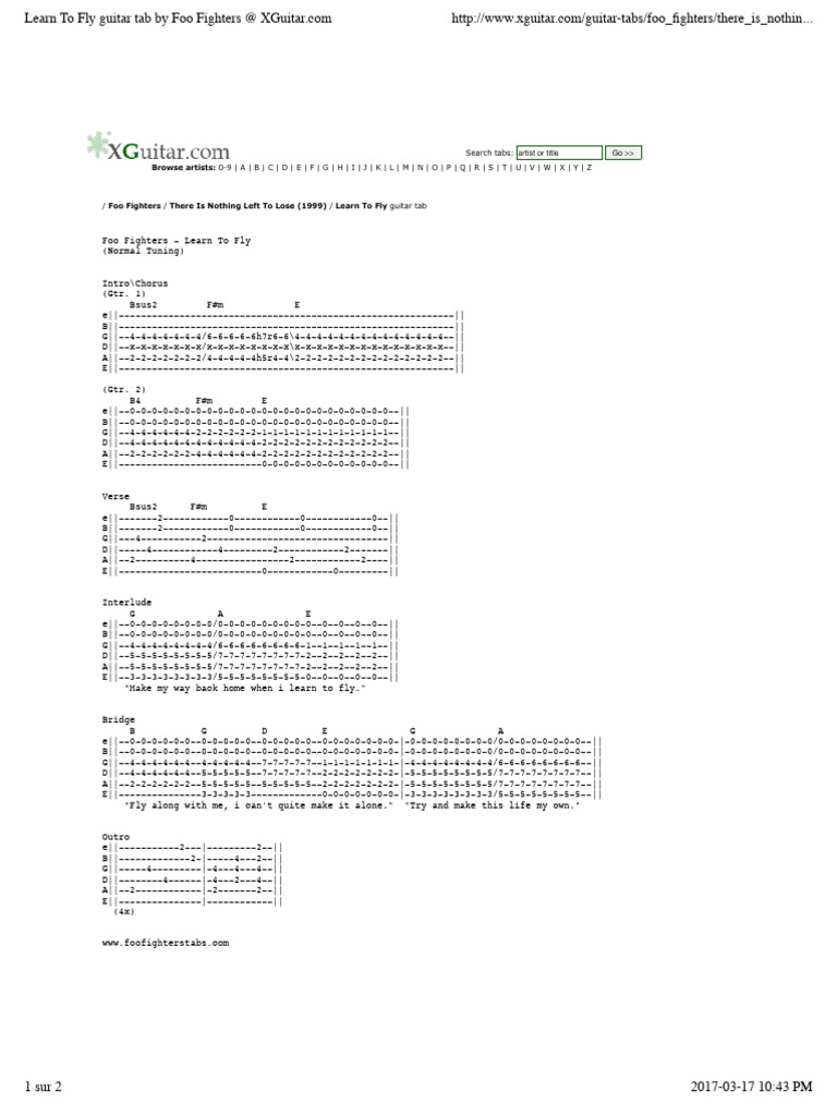 2.learn To Fly - Foo Fighters | PDF | Song Structure | Rock Songs