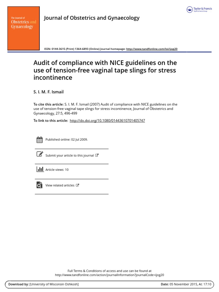 Audit of Compliance With NICE Guidelines On The | PDF | Urinary ...