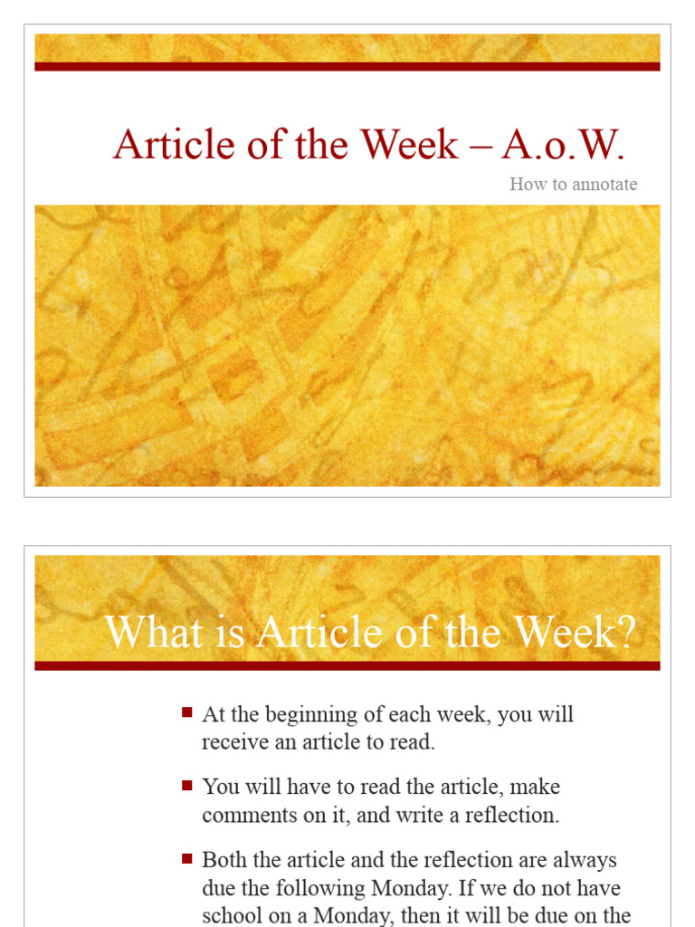 Article of The Week and How To Annotate | PDF | Reading Comprehension | Cognition