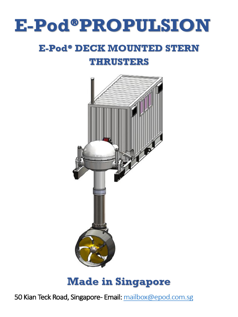 E POD Propulsion Deck Mounted Stern Thruster Brochure 2020 Rev0 | PDF ...