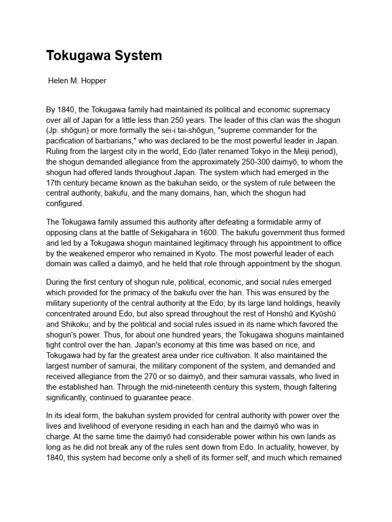 Tokugawa System 110705 | PDF | Samurai | Shogun