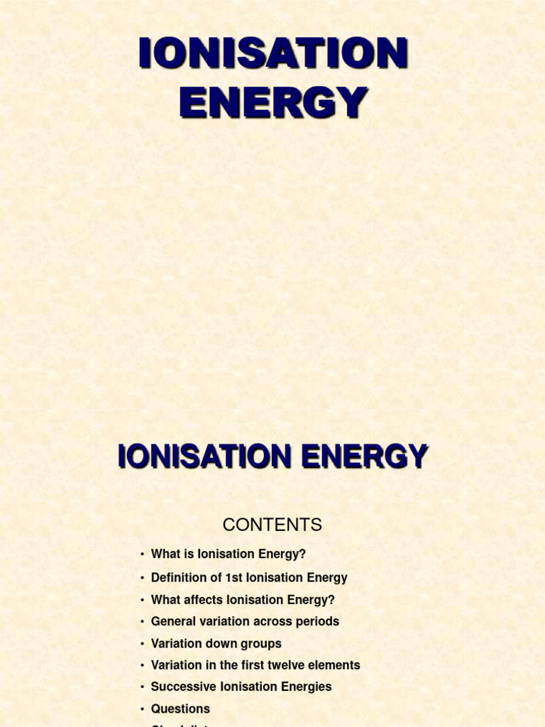 Ionisation Energy | PDF | Atomic Nucleus | Ionization