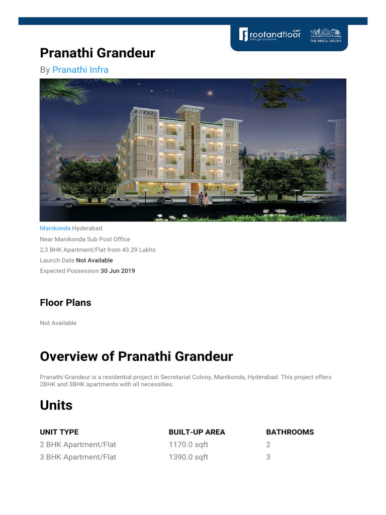 Pranathi Grandeur Automated - Brochure | PDF | Tile