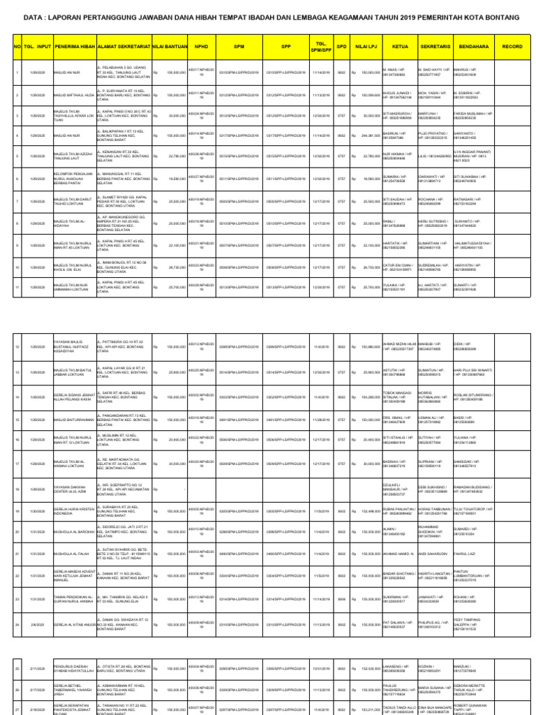 Data LPJ Hibah 2019 | PDF