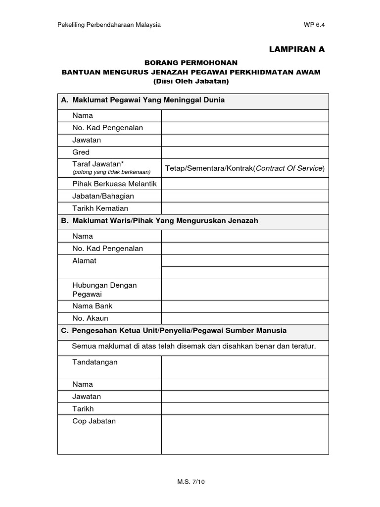 Borang Tuntutan Pengurusan Jenazah | PDF