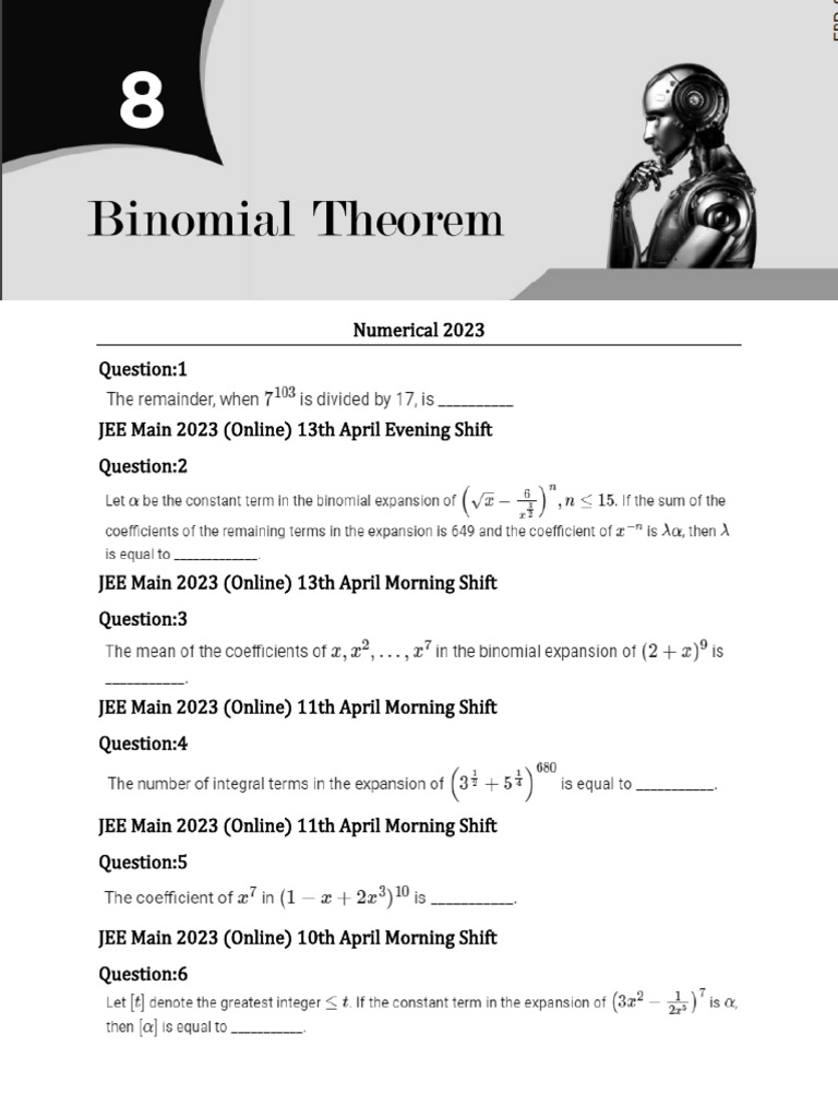Binomial Theorem | PDF | Discrete Mathematics | Abstract Algebra