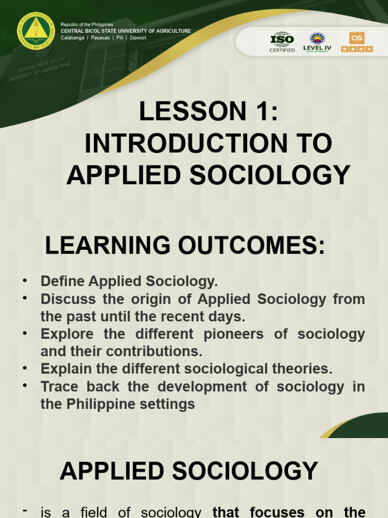 Lesson 1 Inroduction To Applied Sociology | PDF | Sociology ...