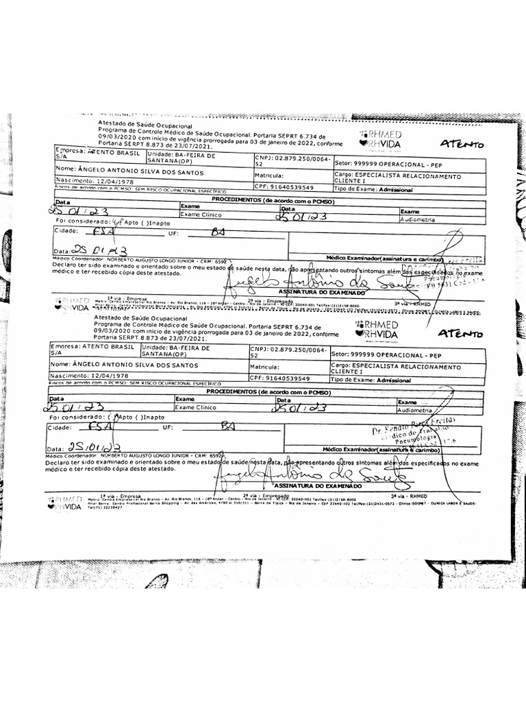 Atento Apto Medico | PDF