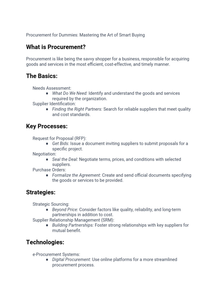 Mastering Procurement Basics | PDF | Procurement | Supply Chain