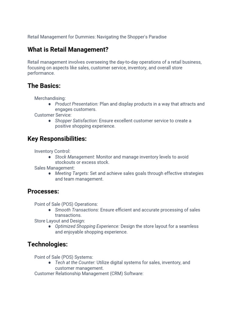 Retail Management Guide Basics | PDF | Retail | Point Of Sale