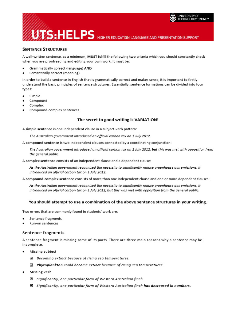 Effective Sentence Structures Guide | PDF | Climate Change ...