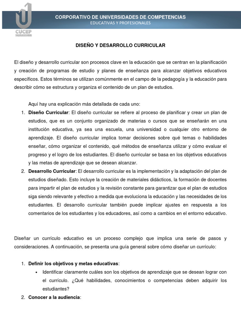 Diseño y Desarrollo Curricular | PDF | Plan de estudios | Enseñando