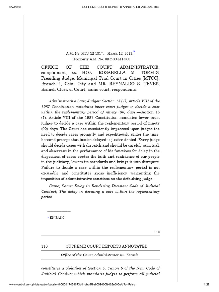 Office of The Court Administrator vs. Tormis | PDF | Judgment (Law ...