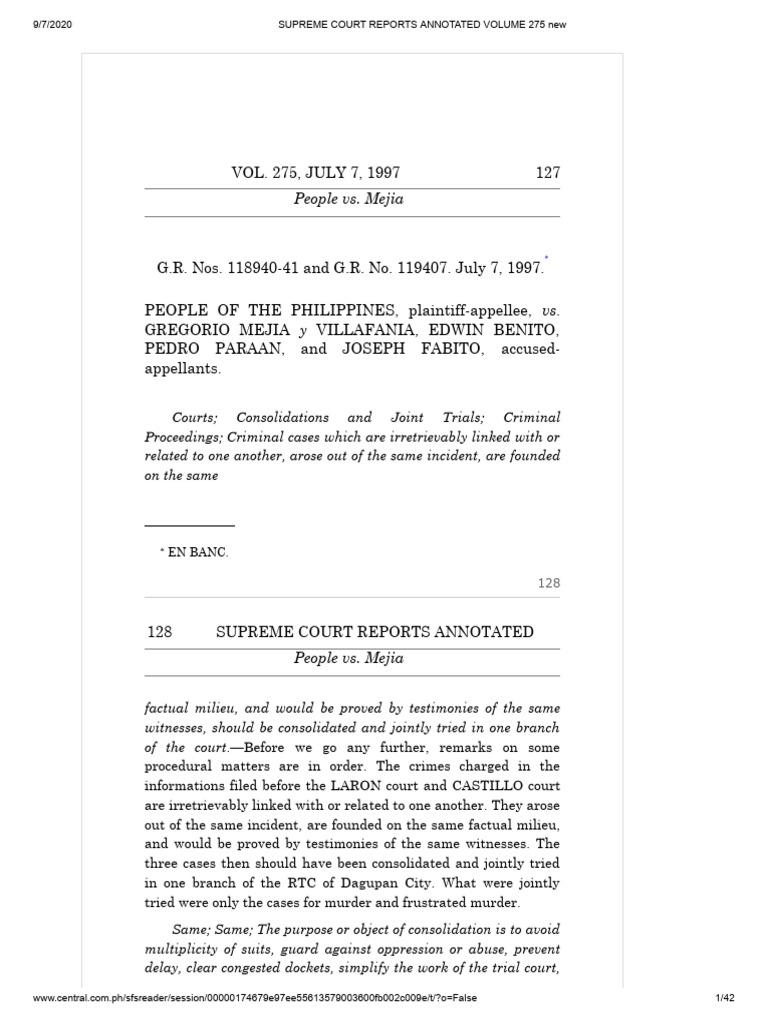 Supreme Court Case: People vs. Mejia | PDF | Burden Of Proof (Law) | Murder