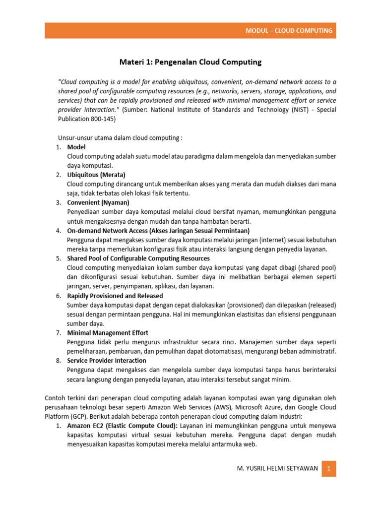 materi 1 - Pengenalan Cloud Computing | PDF