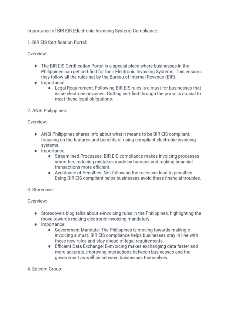 Importance of BIR EIS Newbie | PDF | Business