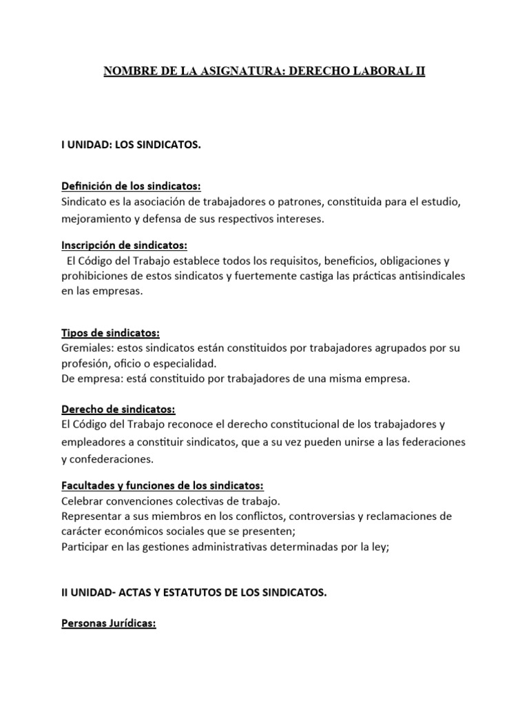 Derecho Laboral 2 | PDF | Ley procesal | Sindicato