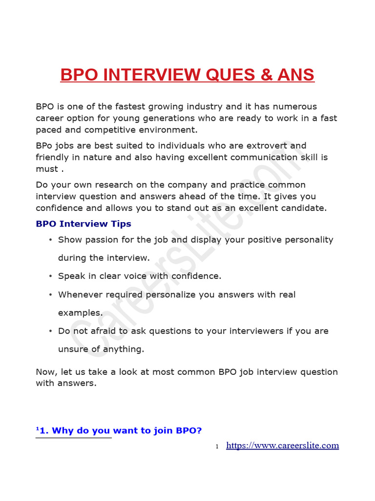 BPO Interview Ques Ans | PDF
