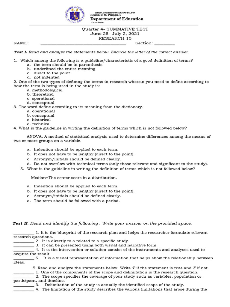 SUMMATIVE G10 June 28 - July 2, 2021 - Berdejo, R. (Research) | PDF ...
