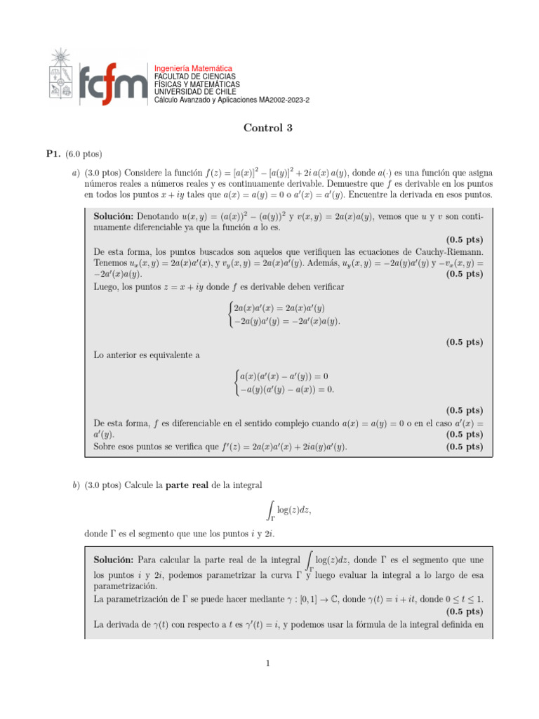 CAA Control 3 2023-2 (Pauta) | PDF | Integral | Relaciones matematicas