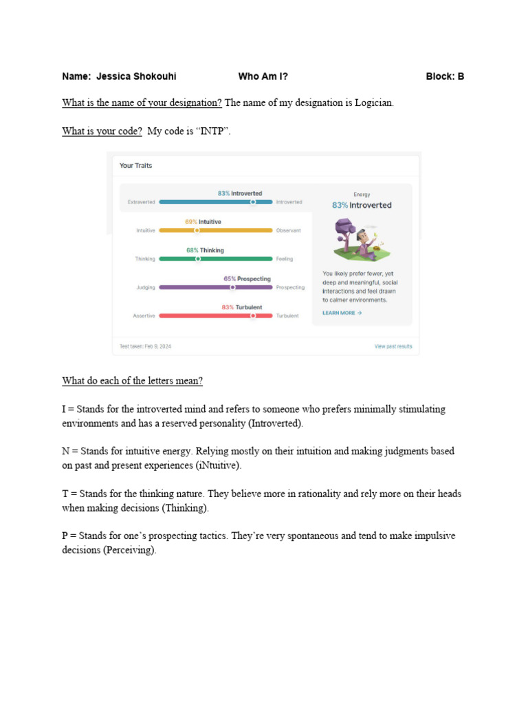 Who Am I - 16 Personalities | PDF | Entrepreneurship | Thought