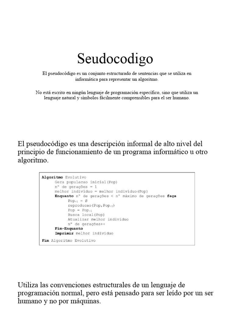 Pseudocodigo | PDF | Lenguaje de programación | Algoritmos