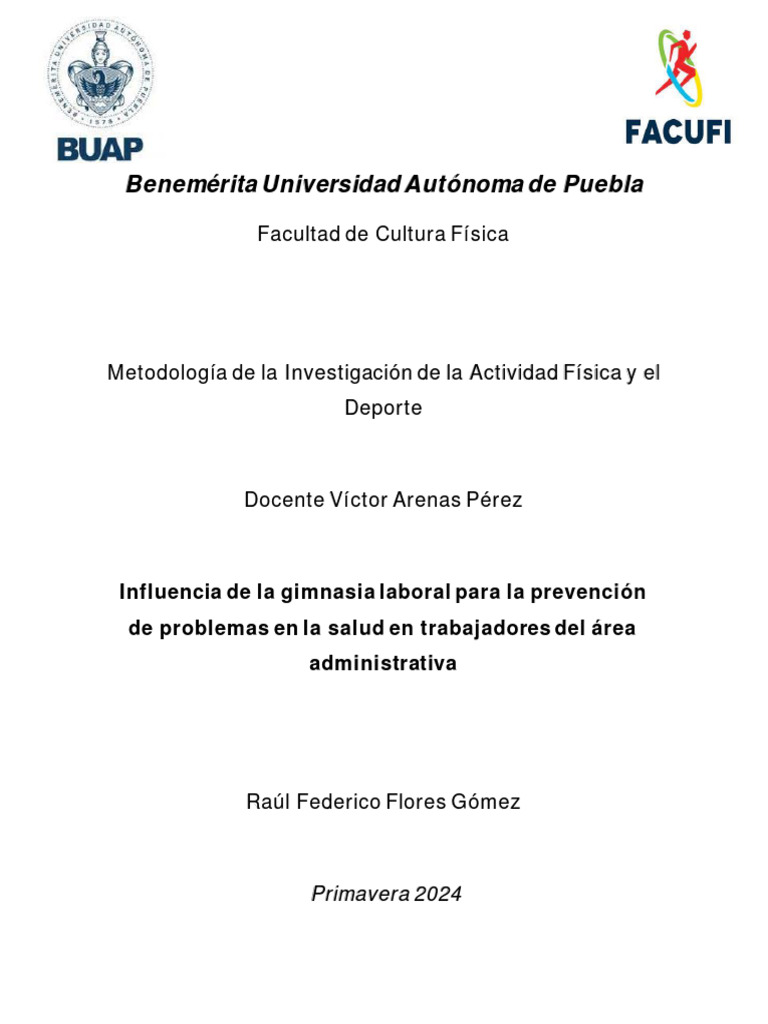Tema Raul Gimnasia Laboral | PDF | Estilo de vida sedentario