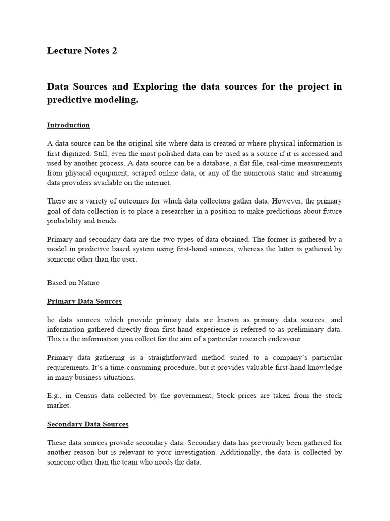 Lecture Notes 2 Pdf Data Analysis Data