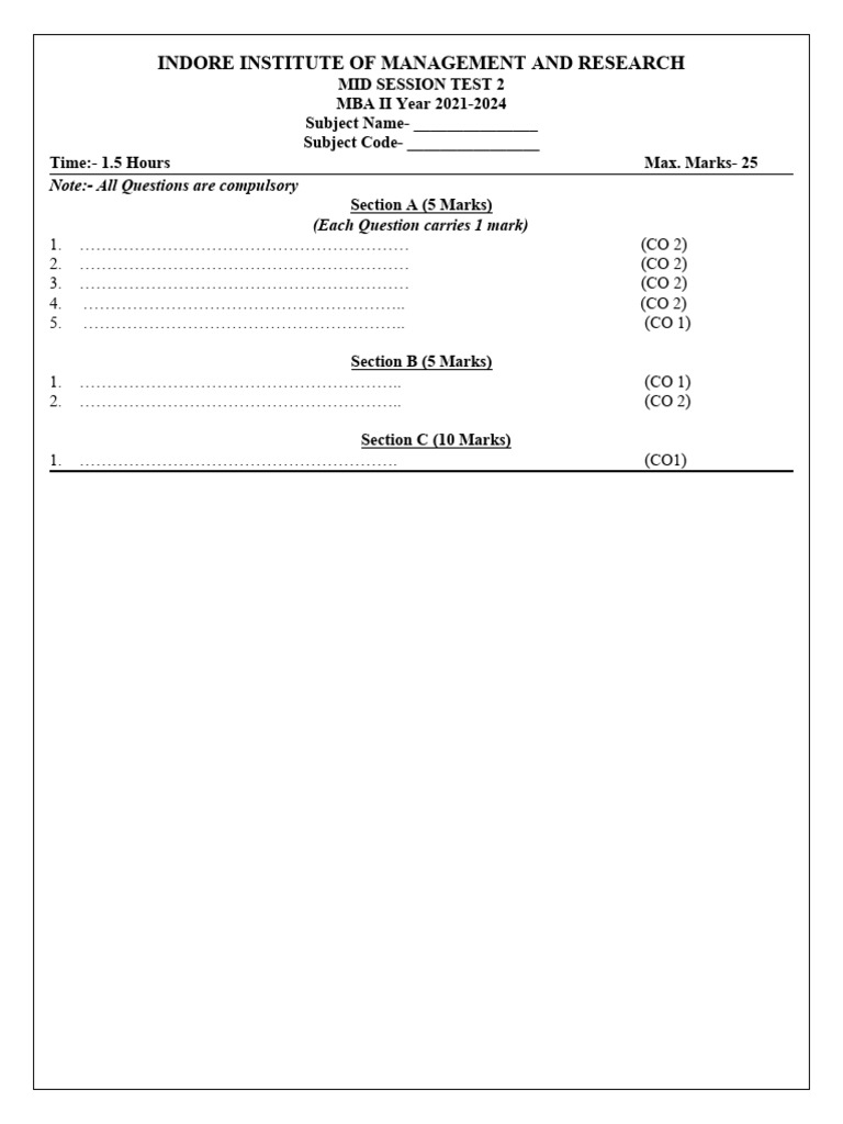 MST 2 Paper Format | PDF