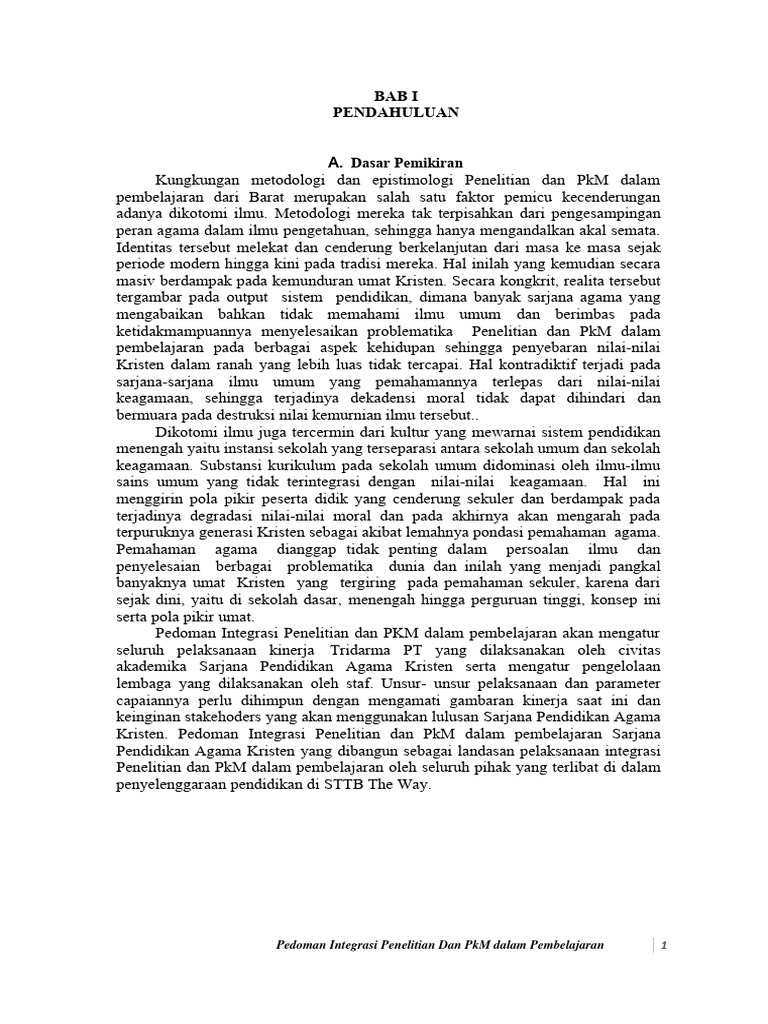 Pedoman Integrasi Penelitian Dan PKM Dalam Pembelajaran Pak | PDF Pedoman Integrasi Penelitian Dan PKM Dalam Pembelajaran Pak | PDF