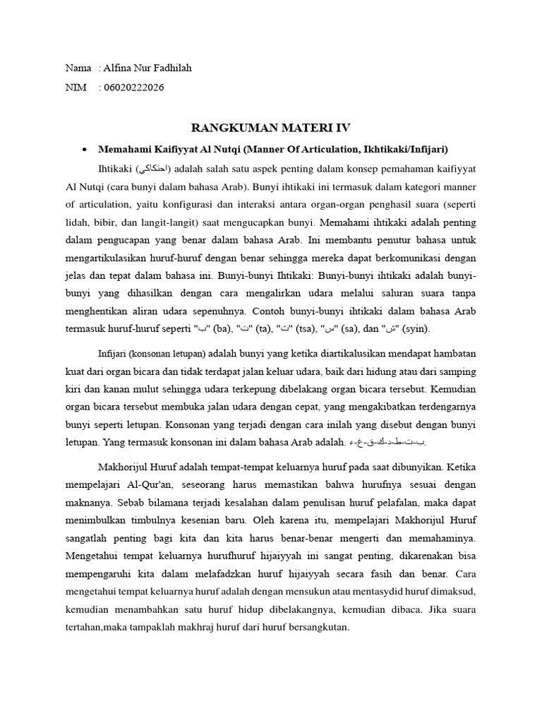 ALFINA NUR FADHILAH - Resume Materi Keempat | PDF