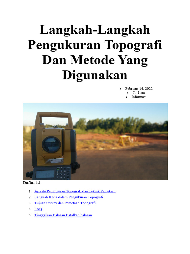 Langkah Survey Topografi | PDF