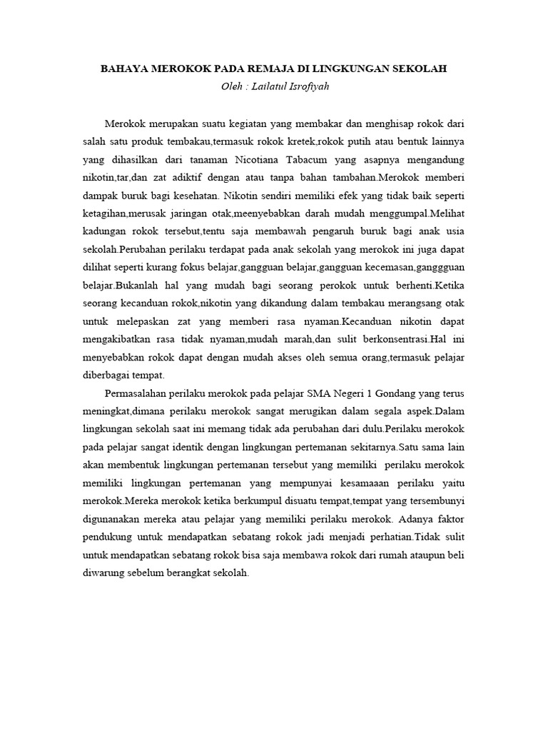 Bahaya Merokok Pada Remaja Pdf