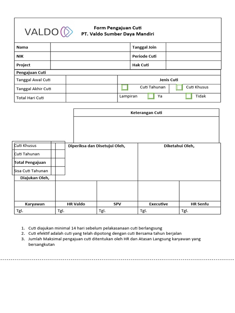 Form Pengajuan Cuti - 2024 | PDF