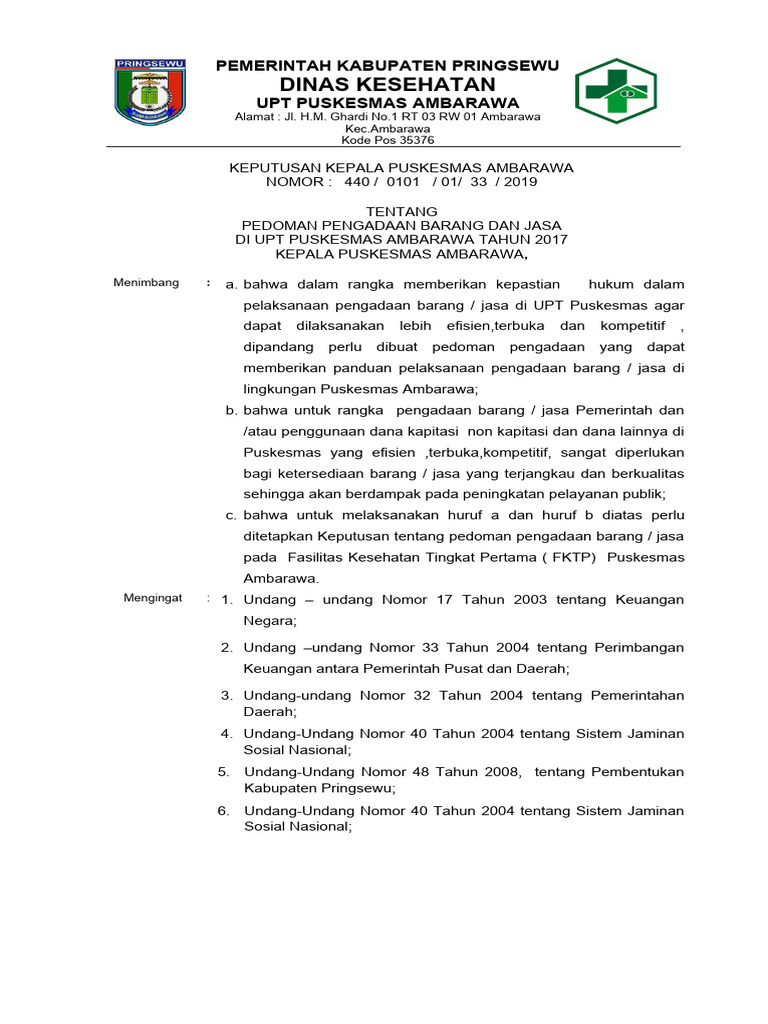 Contoh SK Pedoman Fix | PDF