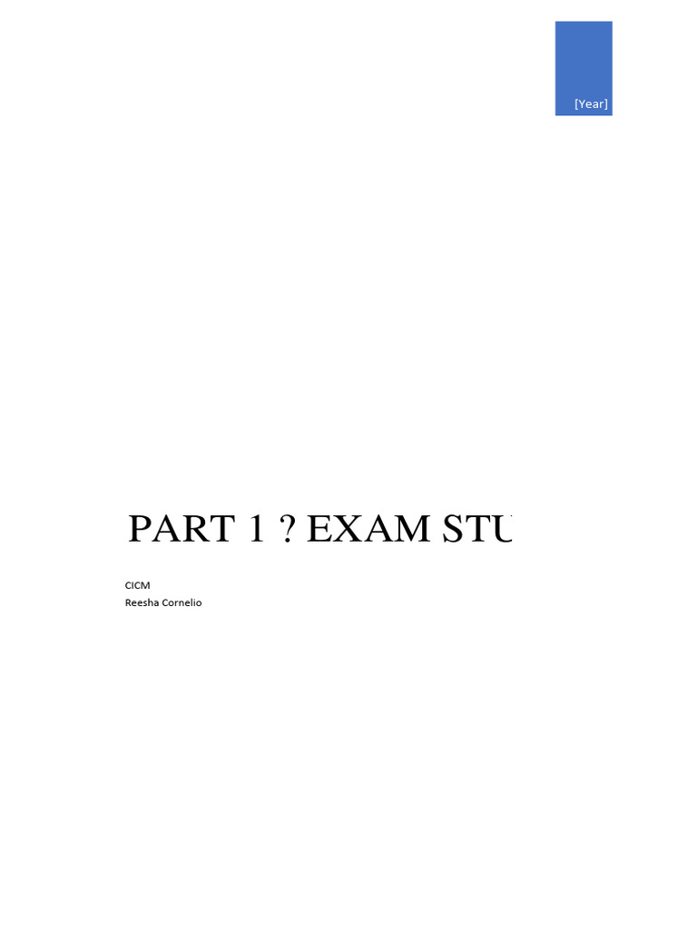 Cicm Part 1 Study | PDF | Kidney | Urinary System
