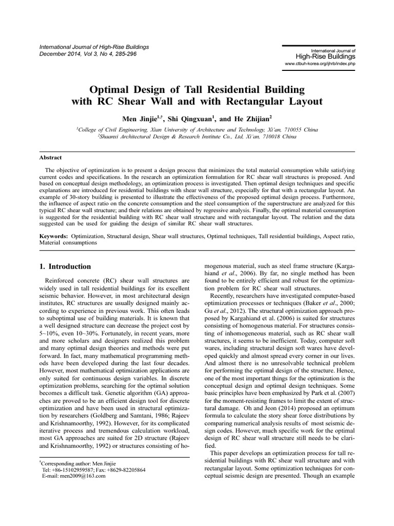 Optimal Design of Tall Residential Building - Q2 | PDF | Mathematical ...