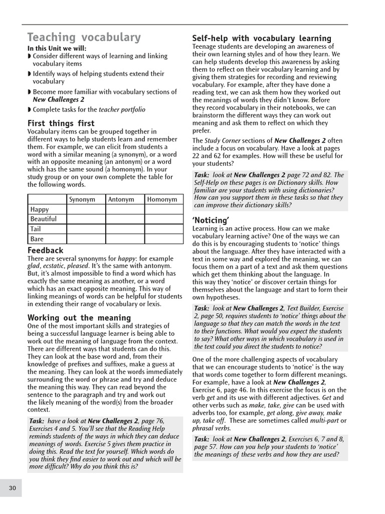 CHAL 02 Teaching Vocabulary | PDF | Vocabulary | English Language