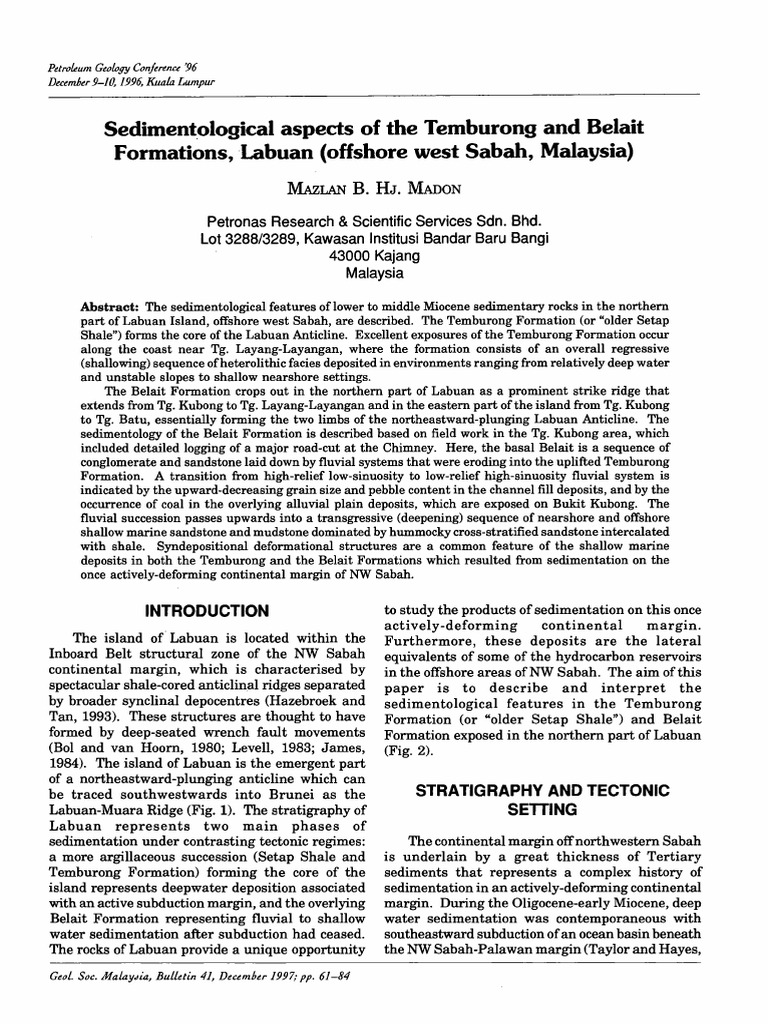 (1996, Madon) Sedimentological Aspects of The Temburong and Belait ...