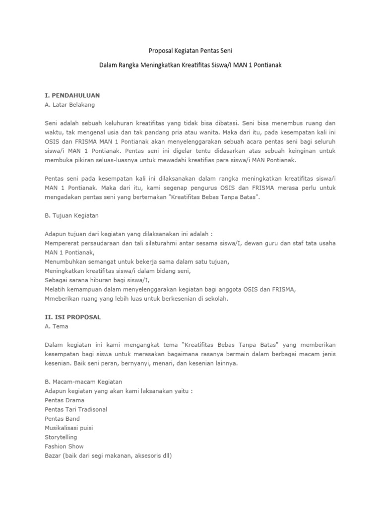 Proposal Kegiatan Pentas Seni | PDF