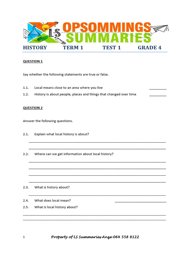 History Grade 4 Test Example | PDF | Foreign Language Studies