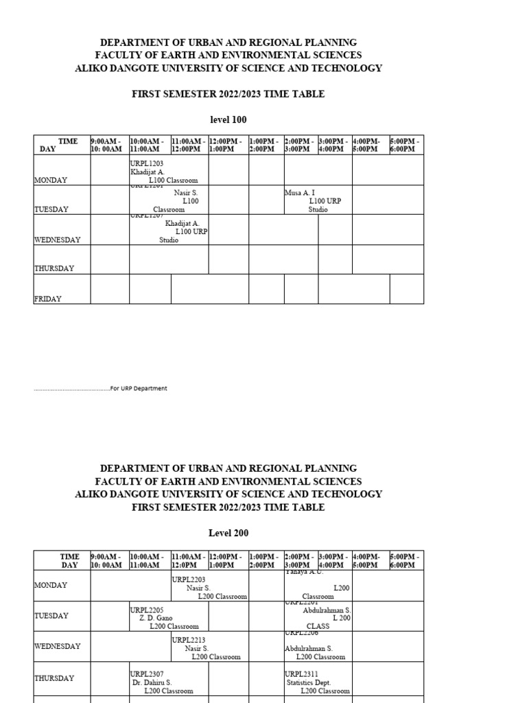 2022.2023 First Semester Lecture Timetable | PDF | Academia 2022.2023 First Semester Lecture Timetable | PDF | Academia