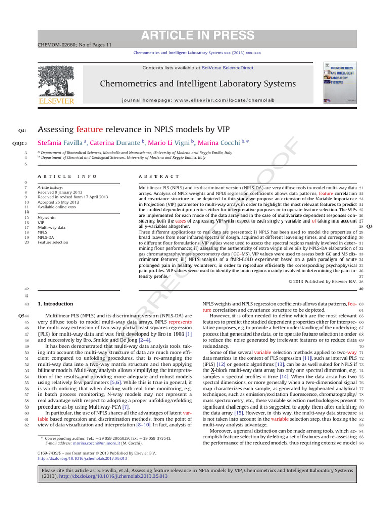 Assessing Feature Relevance in NPLS Mode | PDF | Regression Analysis | Dependent And Independent ...