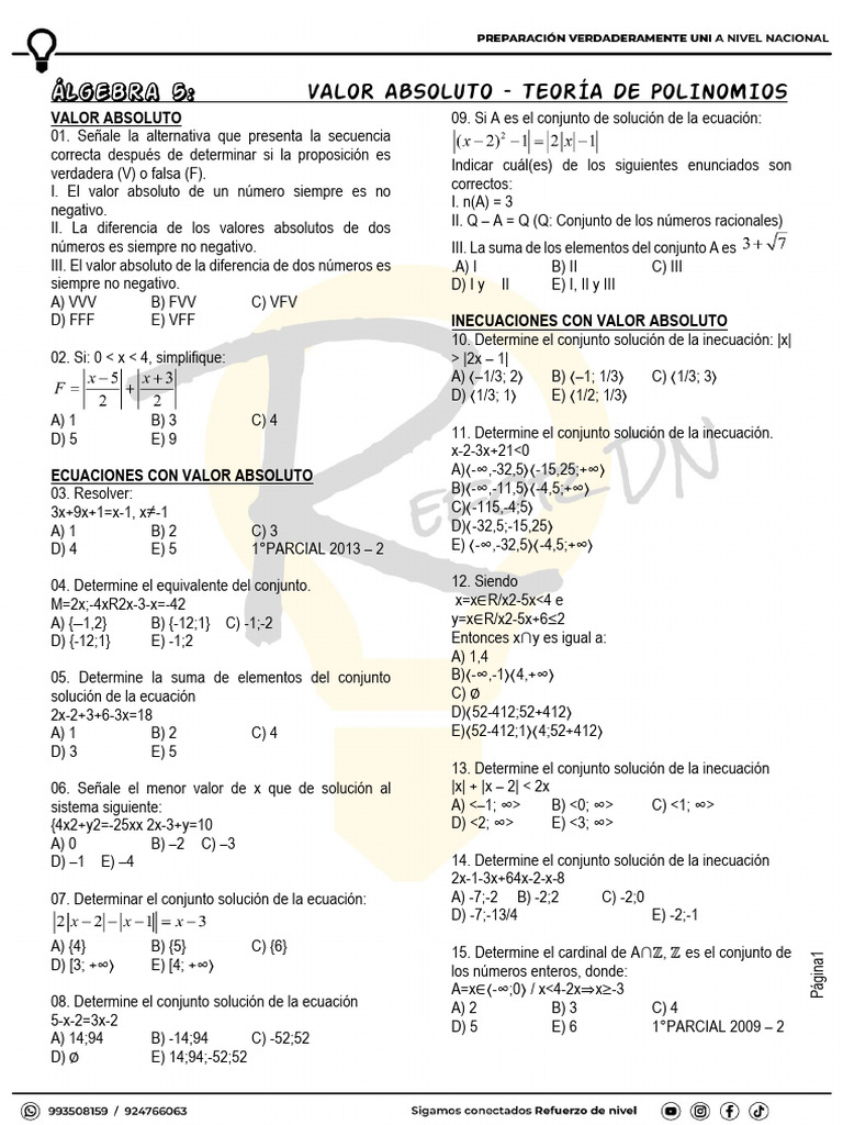 Alg 5 | PDF | Matemática Elemental | Matemáticas