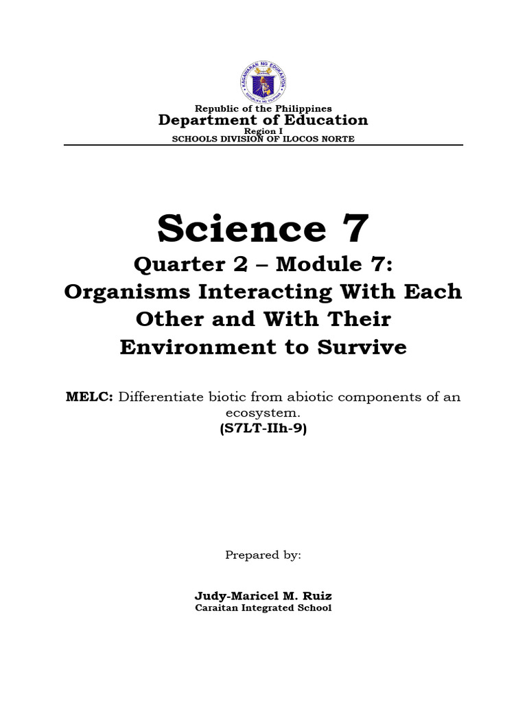 Science 7 Q2 Mod7 Wk6 JMRuiz | PDF | Ecosystem | Plants