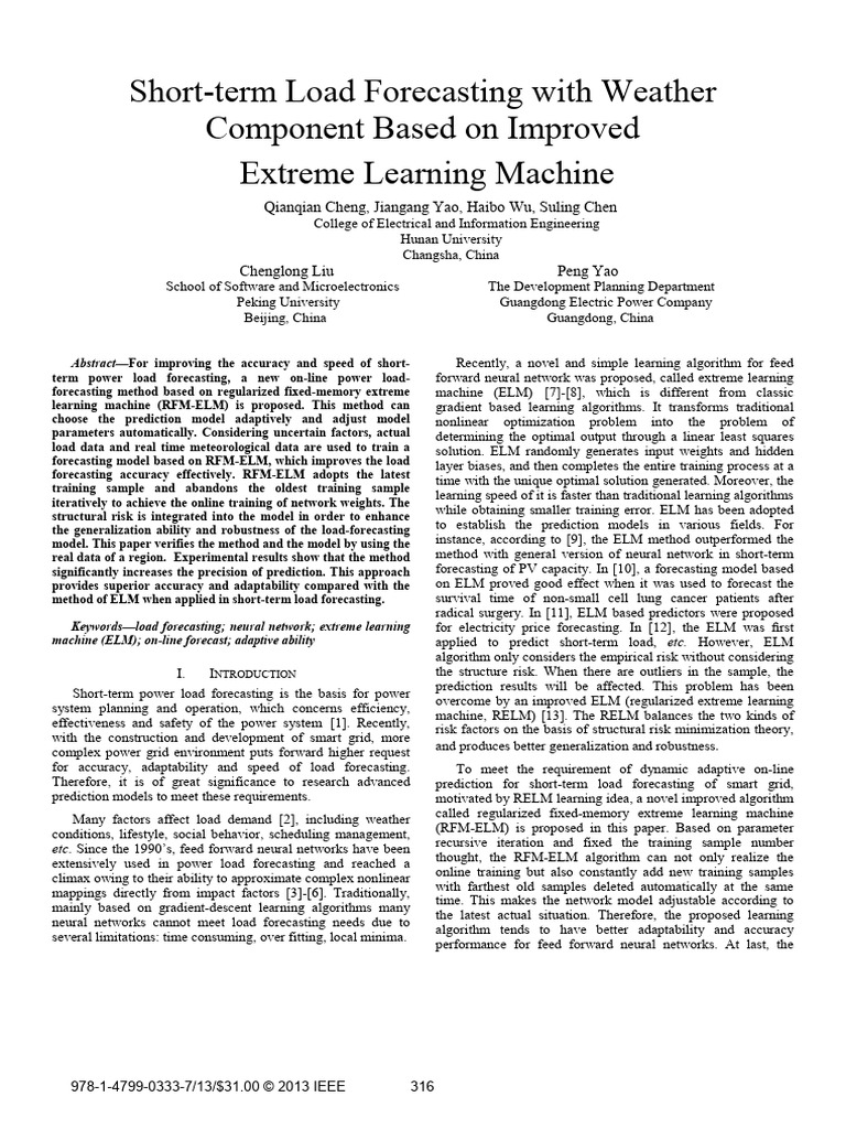 Short-Term Load Forecasting With Weather Component Based On Improved ... Short-Term Load Forecasting With Weather Component Based On Improved ...