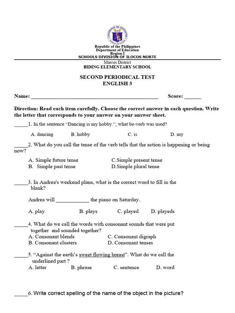 English PT Q2 2023 2024 | PDF | Grammatical Tense | Grammar