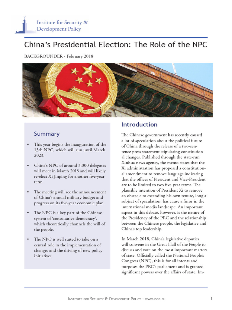 China's Presidential Election, The Role of The NPC | PDF | China ...