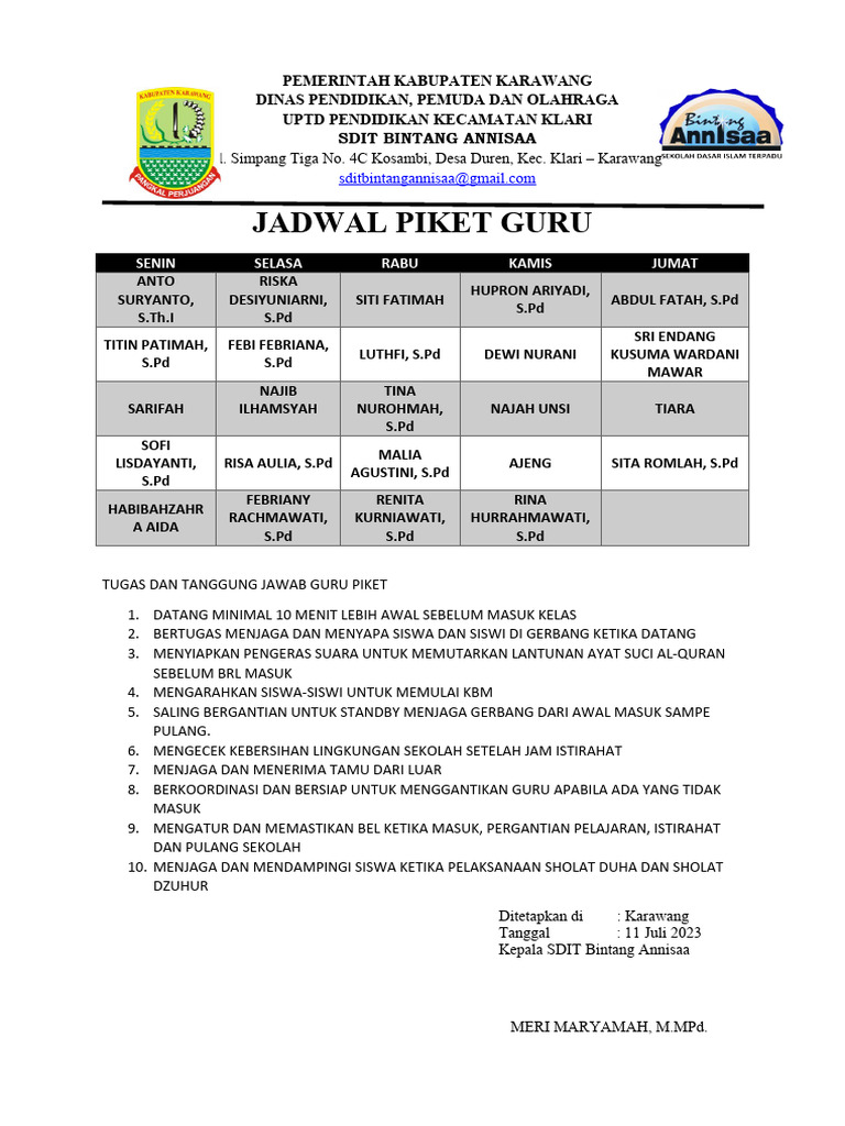 Jadwal Piket Guru-1 | PDF | Agama & Spiritualitas
